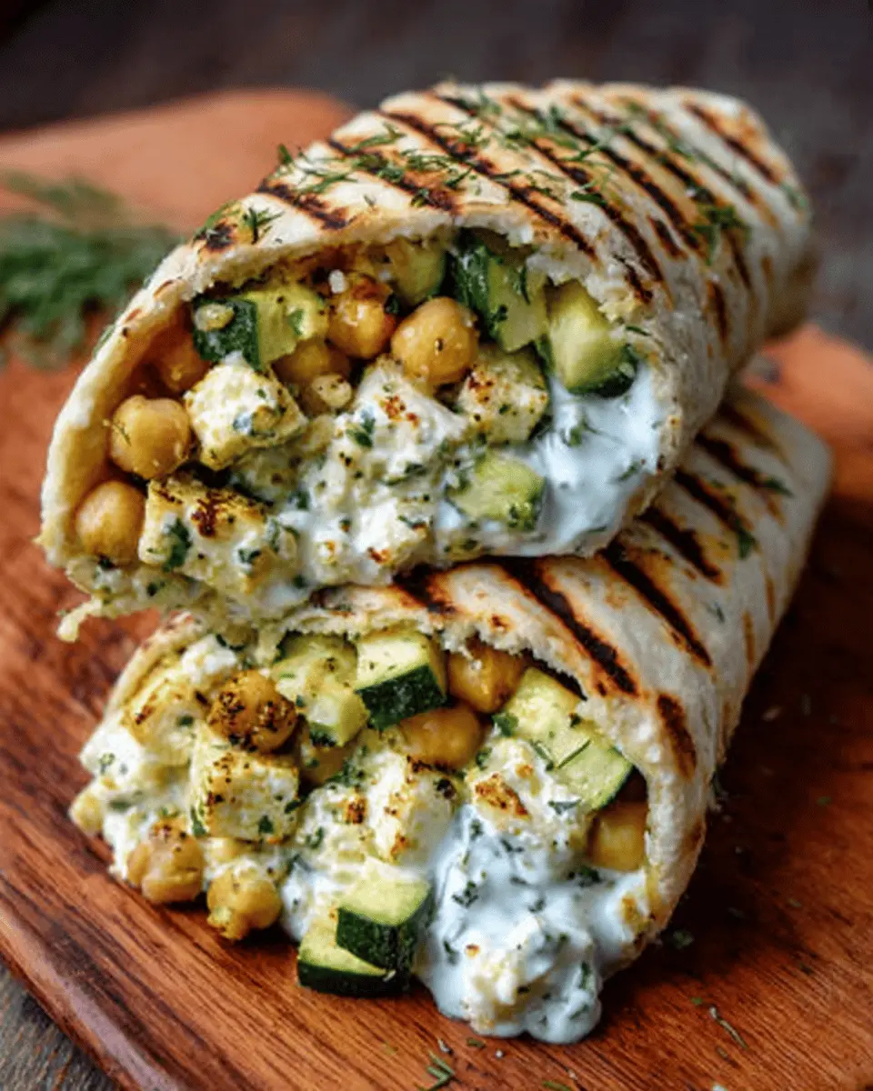 Grilled Zucchini Feta Chickpea Wrap