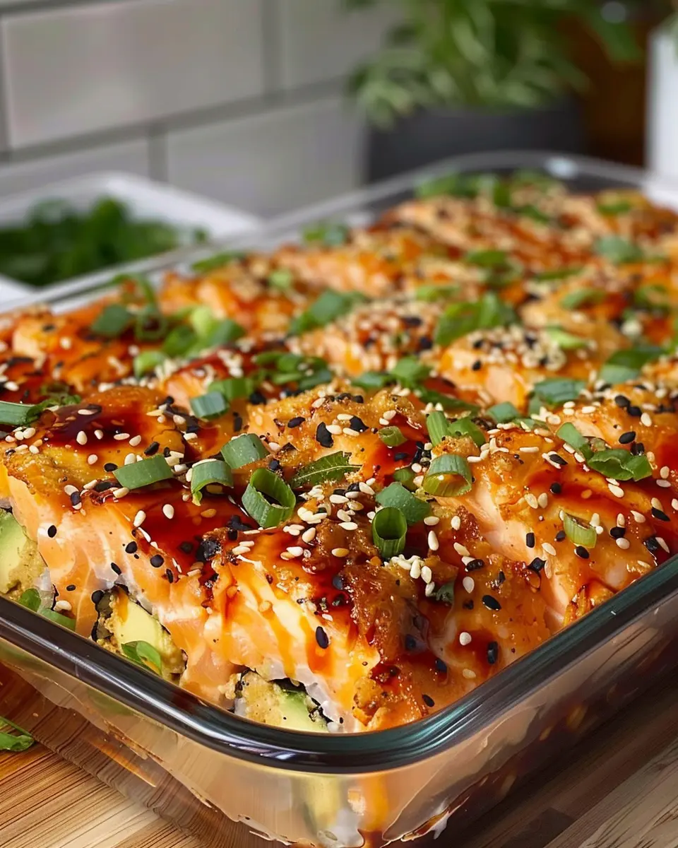 salmon sushi bake