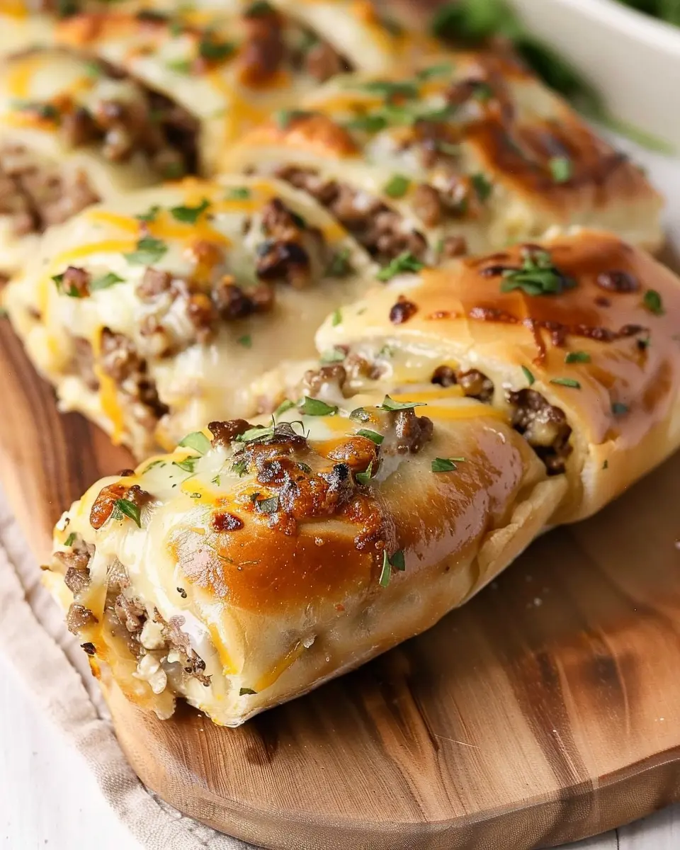garlic butter cheeseburger roll up
